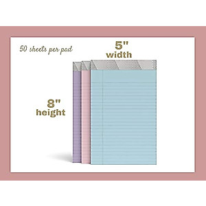 1InTheOffice Legal Pads Narrow Ruled 5x8, Narrow Ruled Note Pad, Assorted Colors, Pastel, 50 Sheets/Pad, 6 Pads/Pack