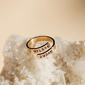 By Hannah Design Twist Stacking Solid Sterling Silver and Gold Personalized Ring (sterling-silver)