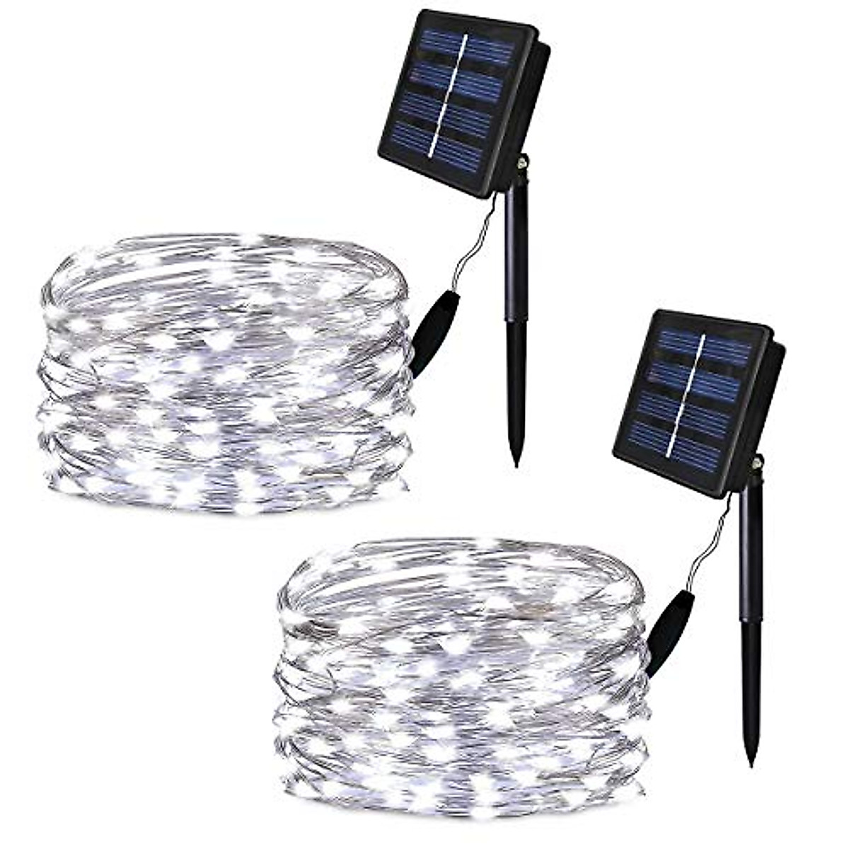 SOLARMKS Solar String Lights, 2 Pack 100 LED Solar Fairy Lights Waterproof Outdoor String Lights 33ft Copper Wire Lights for Patio Lawn Garden Gate Yard Party Wedding Christmas Decoration,Cool White
