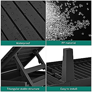 YITAHOME Chaise Outdoor Lounge Chairs with Adjustable Backrest, Multi-Functional Patio Loungers Easy Assembly & Lightweight, Waterproof Poolside Chaise Lounge with 265lbs Capacity - Black