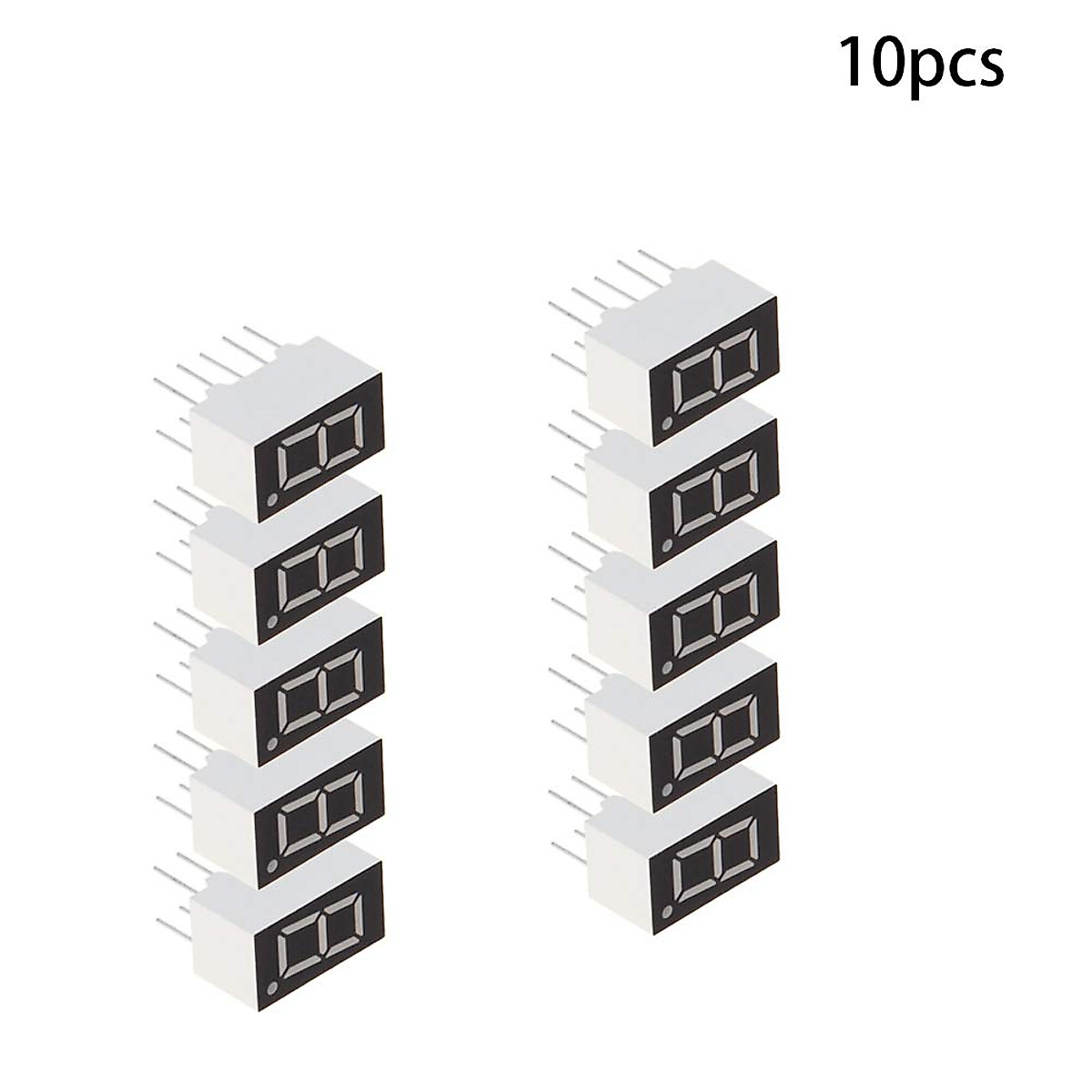 Bettomshin 10Pcs LED Digital Tube Common Anode 10 Pin 1 Bit 0.55 x 0.3 x 0.33 inch (LxWxH) 1.8" Red Display Digital 3161BS