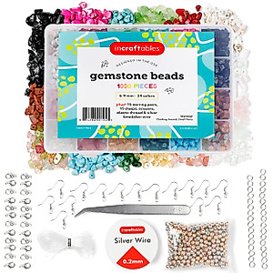 Incraftables 1000pcs Chip Crystal Beads (24 Colors Gemstones). Best Rock Beads for Jewelry Making, Rings & DIY Crafts. Bulk Natural Stone Chip Beads w/Spacer Bead, Earrings & Bracelet Wire (6-9 mm)