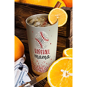 20oz Baseball Mama Tumbler, Basebal Mom Gifts for Mother, Grandma, Coffee Thermos for Women, Stainless Steel Double Wall Vacuum Insulated Coffee Mug, Travel Cup with Lid