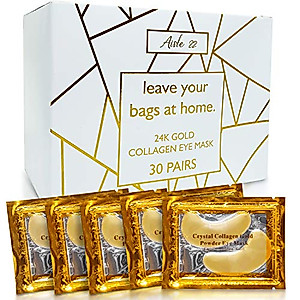 30 Pairs Under Eye Patches - 24K Gold Eye Mask - Under Eye Mask for Dark Circles Under Eye Treatment for Women – Collagen Gold Eye Masks for Dark Circles and Puffiness - Under Eye Bags Treatment