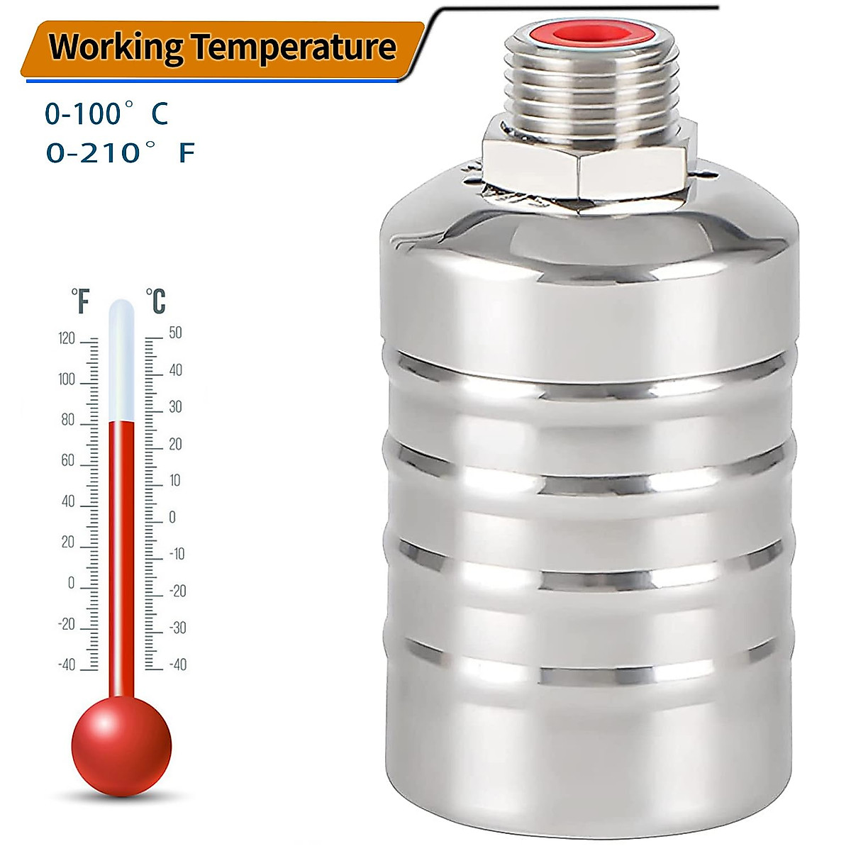 1/2 Inch Water Float Valve 304 Stainless Steel Automatic Water Level Control Valve No Need Electricity Water Level Controller Valve Auto Fill Shut Off Mini Float Valve for Water Tank,Pool,Pond,Tower