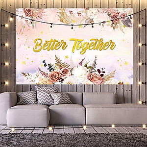 Dill-Dall Better Together Backdrop, Bridal Shower Party Decorations Banner Floral Pampas Grass She Said Yes Just Engaged Engagement Photography Background Supplies, 6x4ft