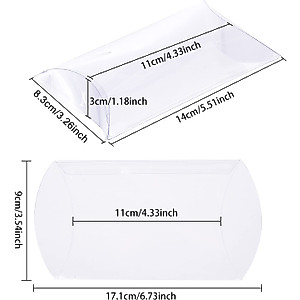 BENECREAT 30 Pack 5.5x3.3x1.2" Clear Plastic Pillow Favor Box PVC Candy Treat Gift Box for Wedding Birthday Party Gift Packing Box