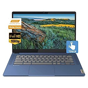Lenovo 2023 Newest Ideapad Slim 3, 14" (1920 x 1080) FHD Touchscreen Chromebook Slim Thin Laptop, 8-Core MediaTek Kompanio 520, 4GB RAM, 64GB eMMC, WiFi 6, Chrome OS, Abyss Blue, EAT 64GB Micro SD