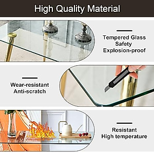 VENBER Rectangle Glass Dining Table with Gold Legs, 63" Modern Transparent Tempered Glass Desktop,End Tables Center Table for Living Room,Dining Room, Tea (Gold)