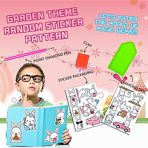 Gldmaoer 5D DIY Diamond Sticker Kids Painting Kit DIY Sticker Digital Diamond Painting Kit 5-12 Years Old Children Boys Girls Art Crafts Set (Bunny Stickers F9)