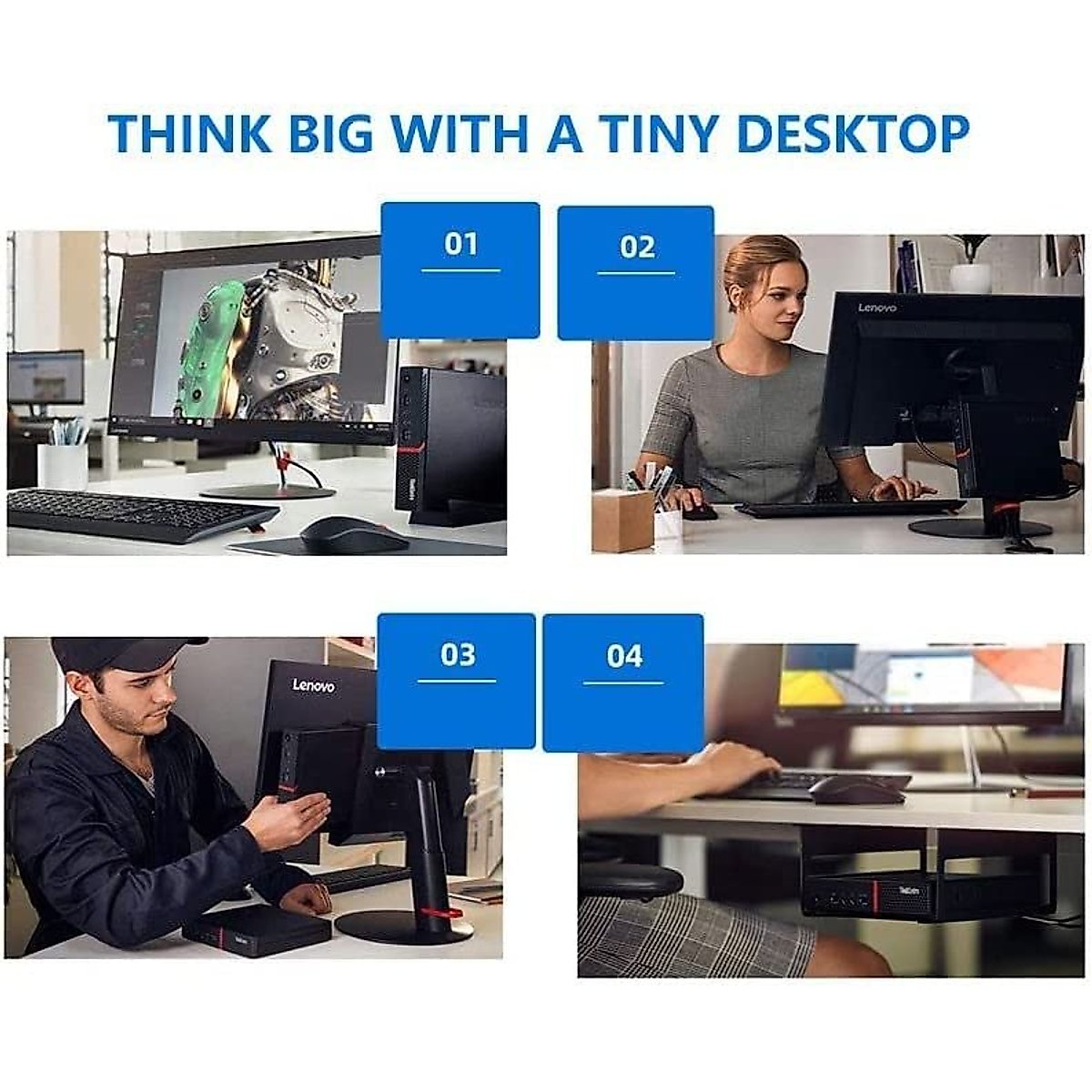 Lenovo ThinkCentre M910q Tiny Desktop Intel i7-7700T Up to 3.80GHz 32GB RAM New 1TB NVMe SSD Built-in AX210 Wi-Fi 6E BT HDMI Dual Monitor Support Wireless Keyboard and Mouse Win10 Pro (Renewed)