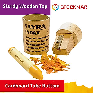 Lyra Stockmar Stick Crayon Sharpener-Twist Off Wood Top w/Cardboard Barrel- Jumbo Crayon Sharpener for Large Beeswax Crayons -Waldorf Art Supplies, Made in Germany