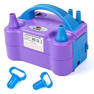 NuLink Electric Portable Dual Nozzle Balloon Blower Pump Inflation for Decoration, Party [110V~120V, 600W, Purple]