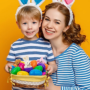 NEWBEA 12 Pack Prefilled Easter Eggs with Stuffed Animals,3.15" Plastic Easter Eggs Filled with Toys,Perfect for Easter Eggs Hunt