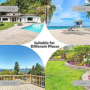 Goplus Lounge Chaise Chair, Foldable 5-Position Adjustable Tanning Sun Bating Chair w/ 360°Canopy & Side Pocket, Outdoor Beach Recliner for Garden Yard Pool Side (1, Black)