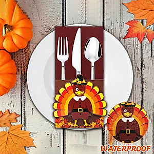Fall Thanksgiving Cutlery Holder Set, 24 Pcs Thanksgiving Turkey Utensil Decor, Fall Harvest Dinner Table Decoration Family Gathering Party Supplies