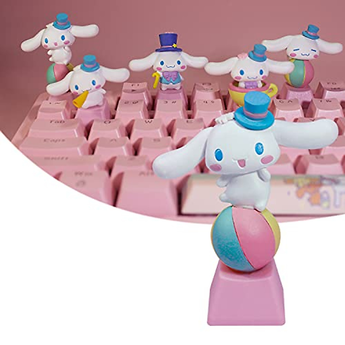Custom Japanese Anime Keycaps,Compatible with Cherry MX Switches Mechanical Keyboard Pink PBT Keycap,Computer Gaming Keyboards Cute Key Caps,Artisan ESC OEM Profile R4 Key Cap (Step On The Ball)