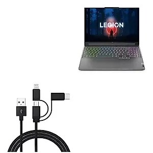 BoxWave Cable Compatible with Lenovo Legion Slim 5i (RTX 4050) - AllCharge 3-in-1 Cable for Lenovo Legion Slim 5i (RTX 4050) - Jet Black