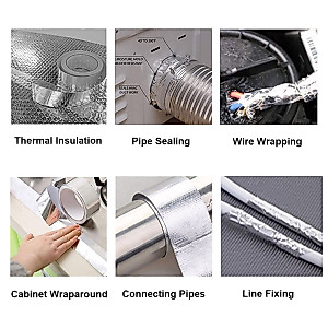 Glass Fiber Cloth Aluminum Tape Silver, Reinforced Self-Adhesive Heat Reflective Tape, Heat Jacketing Insulation Resistant High Temperature HVAC Tape, Metal Repair Duct Tape (3.15inch x 82ft)