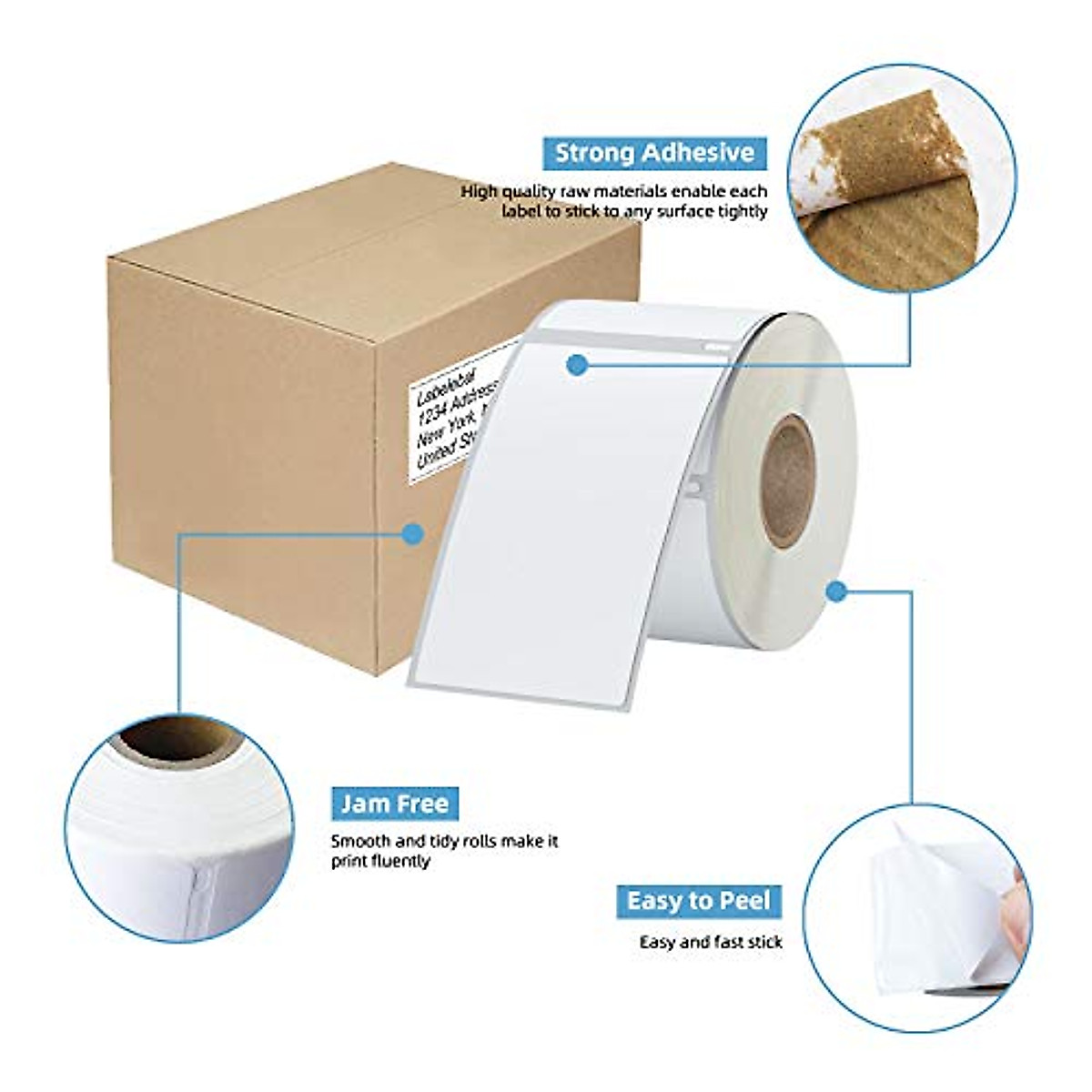 Labelebal 12 Rolls 2-1/8" x 4"(54mm x 101mm) Direct Thermal Labels Compatible with DYMO 30323 Shipping Replacement Labels Compatible for DYMO LabelWriter Printer (220 Labels/Roll)