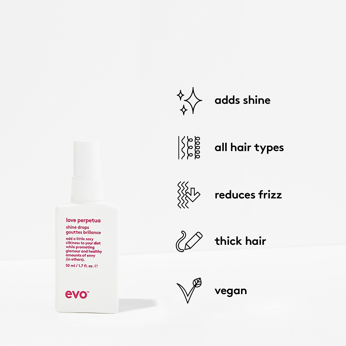 EVO Love Perpetua Shine Drop - Polishing Hair Gloss For All Hair Types - 50ml / 1.7fl.oz