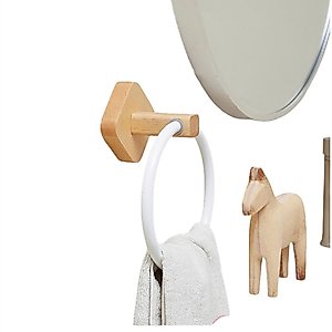 Wooden Bathroom Hardware Sets Towel Ring Rack Paper Holder Towel Bar Hook Shelf Bathroom Accessories White Kit,Towel Ring