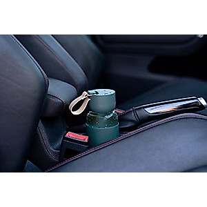 Boukali 400ML Glass Water Bottle With Magnetic Leather Strap/Silicone Sleeve/Leak Proof BPA Free (Green)
