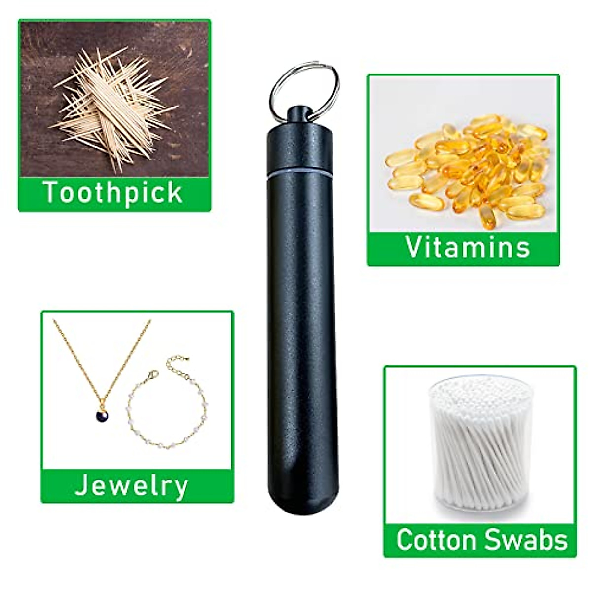 ACoiay Portable toothpick holder Stainless Steelaluminum Waterproof,toothpick case travel Pocket3 Pieces with Keychain, forOutdoor Picnic and Camping(A) (Stainless Steel)
