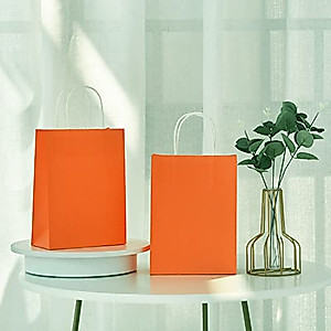 SUNCOLOR 24 Pack Small Party Favor Bags Goodie Bags for Birthday Party Gift Bags With Handle (Orange)