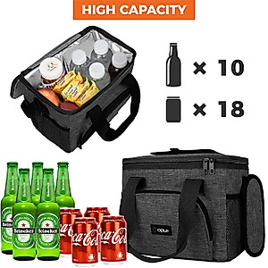 OPUX Insulated Collapsible Soft Cooler 9 Quart | Lunch Bag for Men, Small Travel Cooler for Camping, Family, BBQ, Picnic, Beach, Car, Soft-Sided Leakproof Lunch Box for Work | Fits 16 Cans (Charcoal)