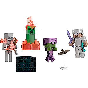 Mattel Minecraft Toys | Story Pack with 4 Action Figures and Accessories | Cave Conflict with Steve and Skeleton | Collectible Gift for Kids (Amazon Exclusive)