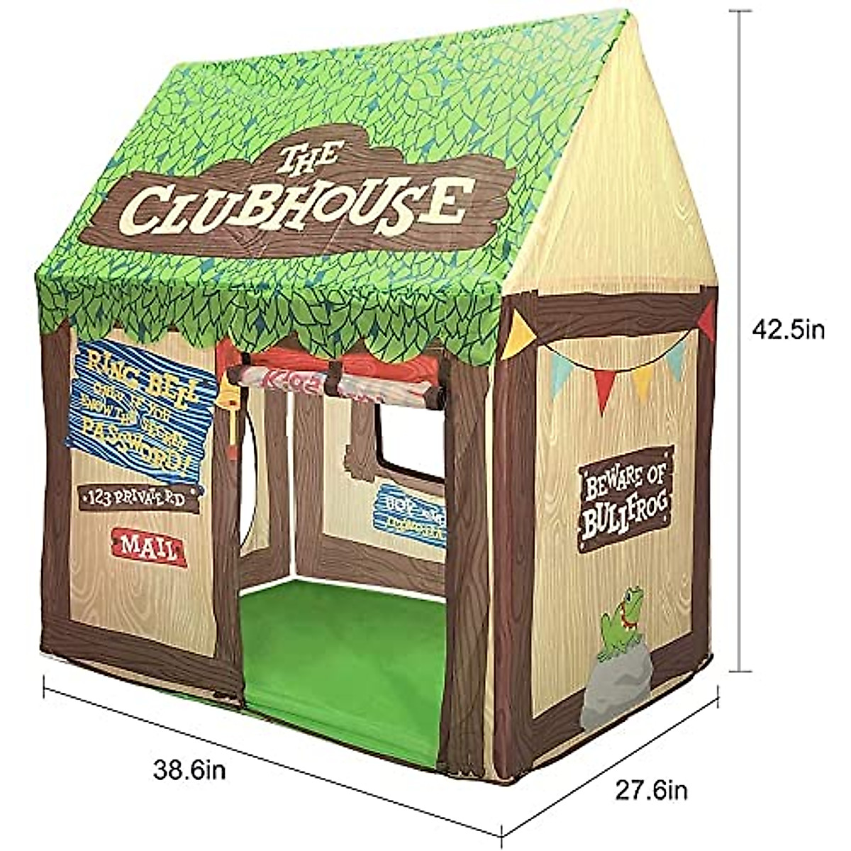 Swehouse Clubhouse Tent Kids Play Tents for Boys School Toys for Indoor and Outdoor Games Children Playhouse with Roll-up Door and Windows