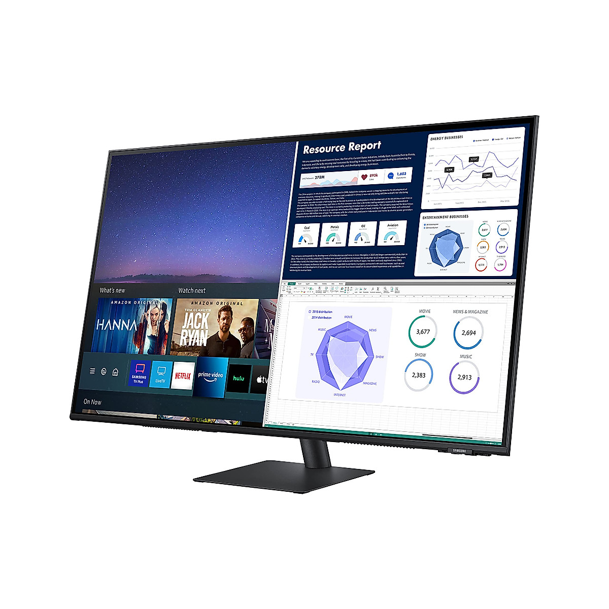 Samsung M70 Smart 43 Inch 4K Computer Monitor, Smart TV Apps, Microsoft 365, 4K Monitor (LS43AM702UNXZA)
