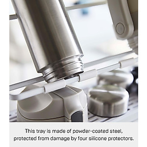 Yamazaki Home Countertop Two Tier Bottle Drying Rack, Wide Jug Storage Stand with Drainage Tray for Kitchen Counter for Glass Metal Or Plastic Bottles, Steel, No Assembly Req.