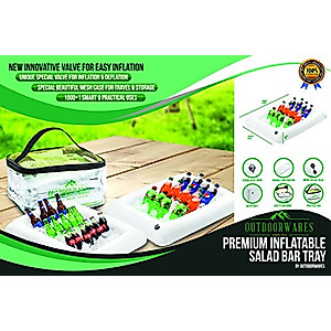 Inflatable Serving salad bar buffet - With Drain New INNOVATIVE VALVE For EASY Inflation/Deflation By Food & Drink Holder For Pool Picnics, Barbeques & Parties – 28" x 22" x 4" -2 Pack