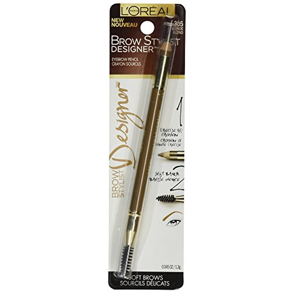 L'Oreal Paris Makeup Brow Stylist Designer Eyebrow Pencil, Blonde (Packaging May Vary)