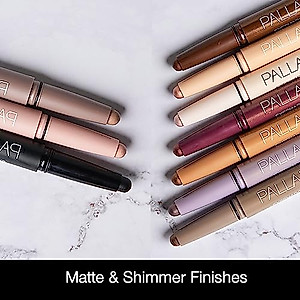 Palladio Waterproof Eyeshadow Stick with Blending Sponge, Long Lasting & Effortless Application, Smudge Free & Crease Proof Formula, Matte & Shimmer Shades, Buildable Eye Shadow (Matte Mocha)
