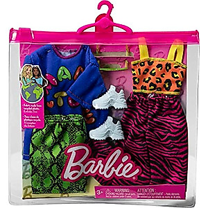 Barbie Clothes, Fashion and Accessory 2-Pack Dolls, 2 Vibrant Outfits with Styling Pieces for Complete Looks
