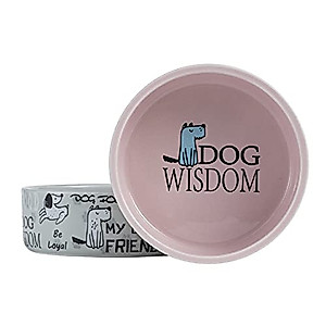 5-inch Ceramic Dog Bowl Cartoon Pattern, Cute, Chew-Proof, Dishwasher and Microwave Safe