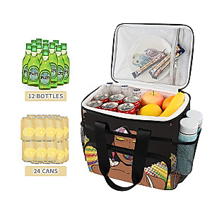 ALAZA African American Woman with Afro Hair Large Capacity Cooler Tote Insulated Lunch Bag Lunch Cooler Bag