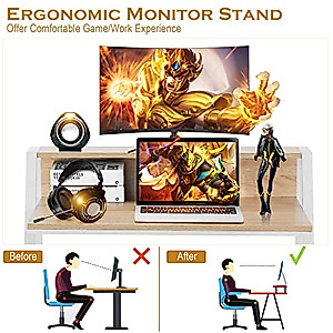 Tangkula Small Computer Desk, Compact Home Office Desk with Sturdy Frame, 2 Tier Study Writing Table for Small Place Apartment Office, Desk for Bedroom, Kid’s Desk