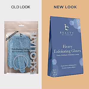 Exfoliating Glove (4 Pcs, 2 Pairs) - Heavy Exfoliate Glove for Dead Skin Bath Exfoliating Gloves for Shower Spa Massage & Body Scrub - Shower Gloves for Women & Men