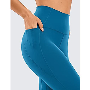 CRZ YOGA Womens Butterluxe Workout Capri Leggings with Pockets 21 Inches - High Waisted Gym Athletic Crop Yoga Leggings Super-Sonic Blue Medium
