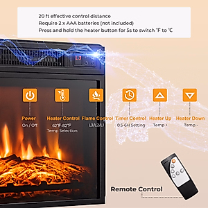 GOFLAME Fireplace TV Stand with LED Lights for TV up to 65”, Entertainment Center with 18” Electric Fireplace, Remote & APP Control, TV Console with Adjustable Glass Shelves (White)