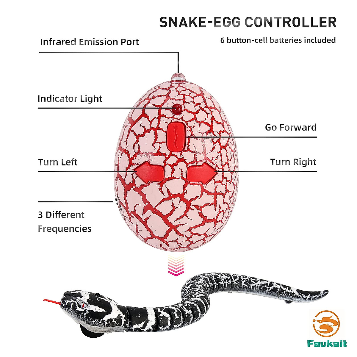 FauKait Remote Control Snake Toy RC&Robot Electric Snake Toy Fast Moving of Fake Rattlesnake Christmas Halloween Toys Party Favor Gifts Joke Prank for Kids Boys(Black)