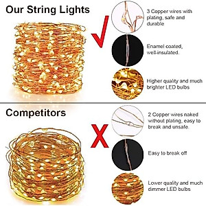 ALBERTU 200LED String Lights,USB Plug-in Waterproof Decorative Fairy Lights, Firefly Lights for Bedroom Home Garden Wedding Party Indoor Outdoor Decorations(Warm White)