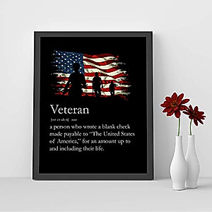 "Definition of a United States Veteran"-American Military Wall Art -8 x 10" Patriotic USA Flag Print-Ready to Frame. Home-Office-Garage-Bar-Shop Decor. Great Gift of Gratitude for Military-Veterans!