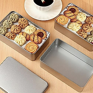 Empty Metal Tins Box with Lid,6 Pack Stainless steel Tins Cans Storage Container for Treats, Gifts, Candle, Favors and Crafts, Silver (7 x 4.3 x 2.2 Inches)