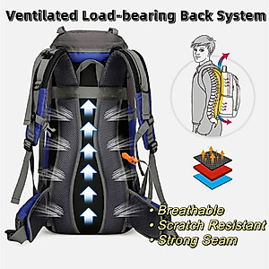 ONIYEA Outdoor Sports Hiking Backpack, 55L Mountaineering Backpack with 50L+5L Rain Cover, High Performance Travel Backpack (Orange)