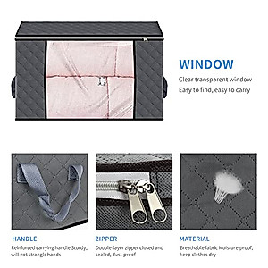 WISTOLL Large Storage Bag, Collapsible Storage Bag for organizing Bedroom Storage containers, Thick Fabric with Reinforced Handles for Quilts, Blankets, Bedding, Clothing,2P
